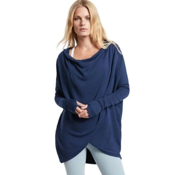Athleta | Tops | Athleta Purana Wrap Sweatshirt In Enchanted Blue Size ...